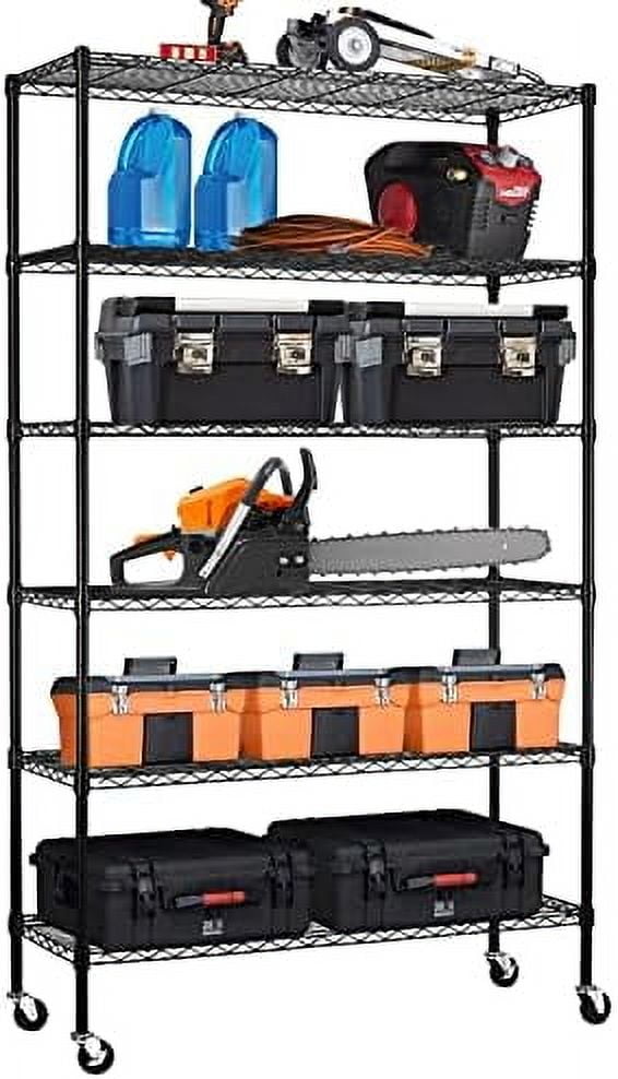 6-Tier Heavy Duty Wire Shelving Unit - 6000lb Capacity, Adjustable NSF ...