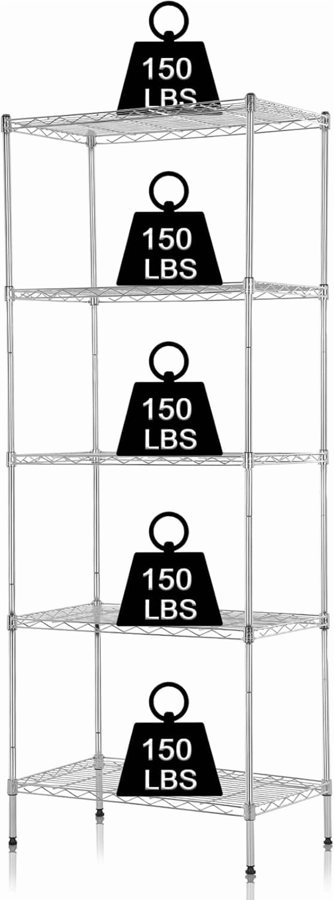 6-Tier Heavy Duty Wire Shelving Unit with Wheels or Leveling Feet, 6000 ...