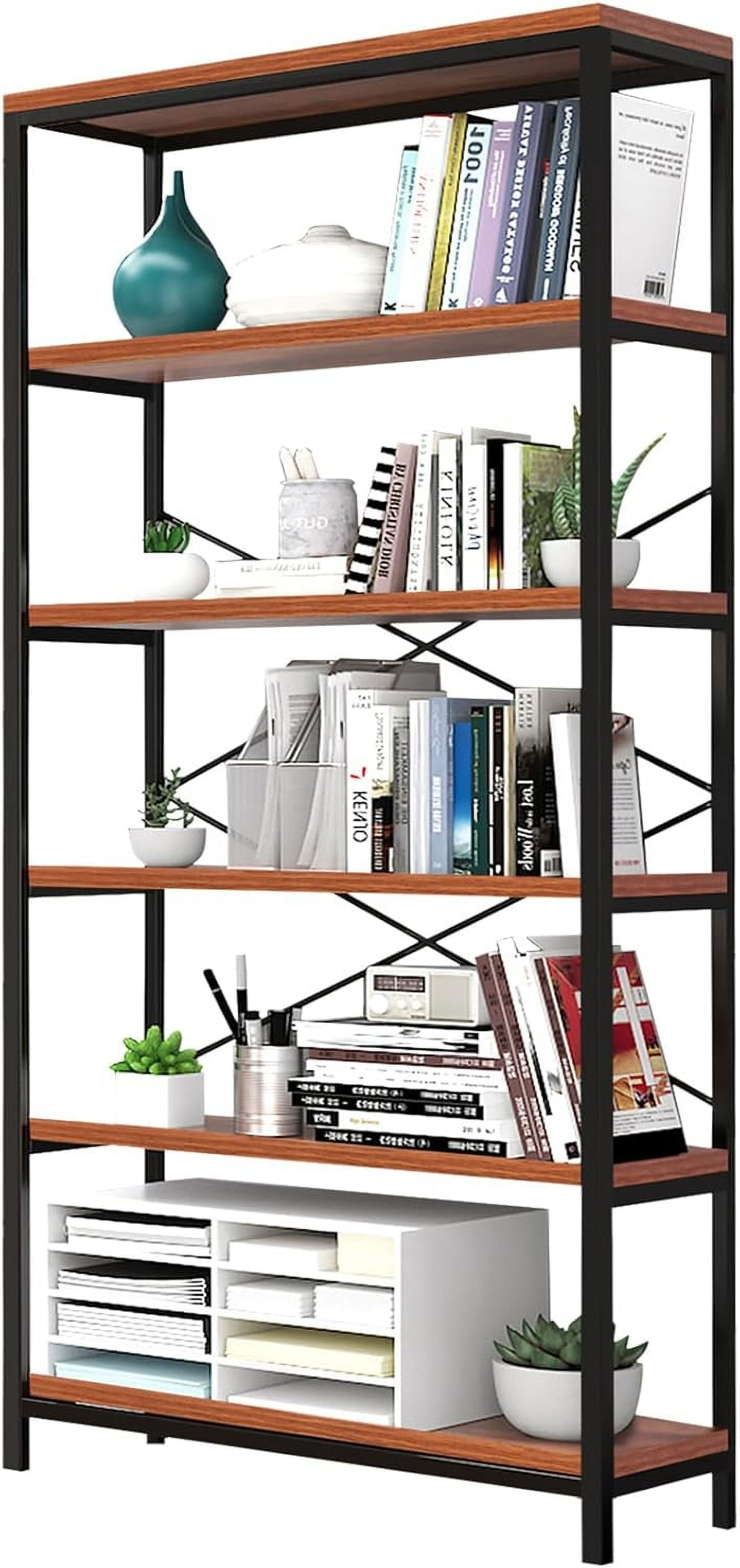 6 Tier Industrial Bookshelf, Vintage Standing Storage Shelf, Display ...