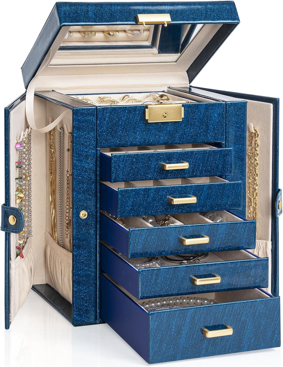6-Tier Jewelry Box 5 Drawers Jewelry Storage Organizer for Women ...