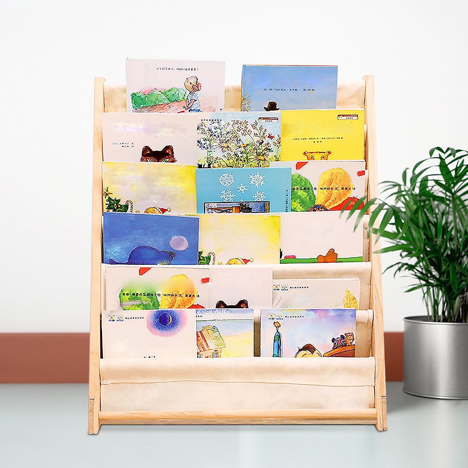 6 Tier Kids Bookshelf, Wooden Children Bookcase Rack for Books Toys ...
