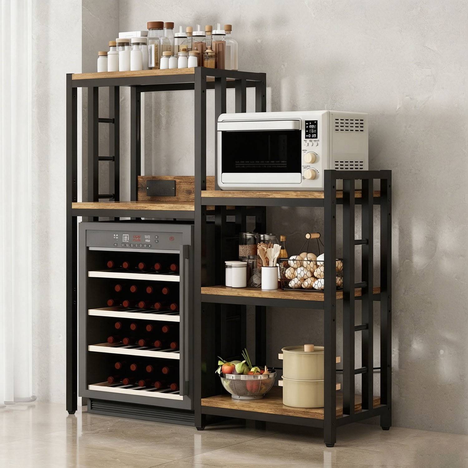 6-Tier Kitchen Baker's Rack with Power Outlet, Microwave Oven Stand ...