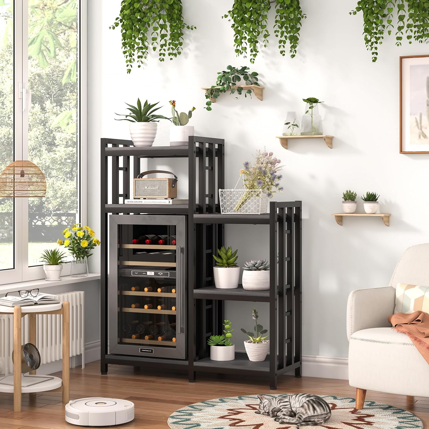 6-Tier Kitchen Bakers Rack, Multifunctional Storage Shelf, Mini Fridge ...