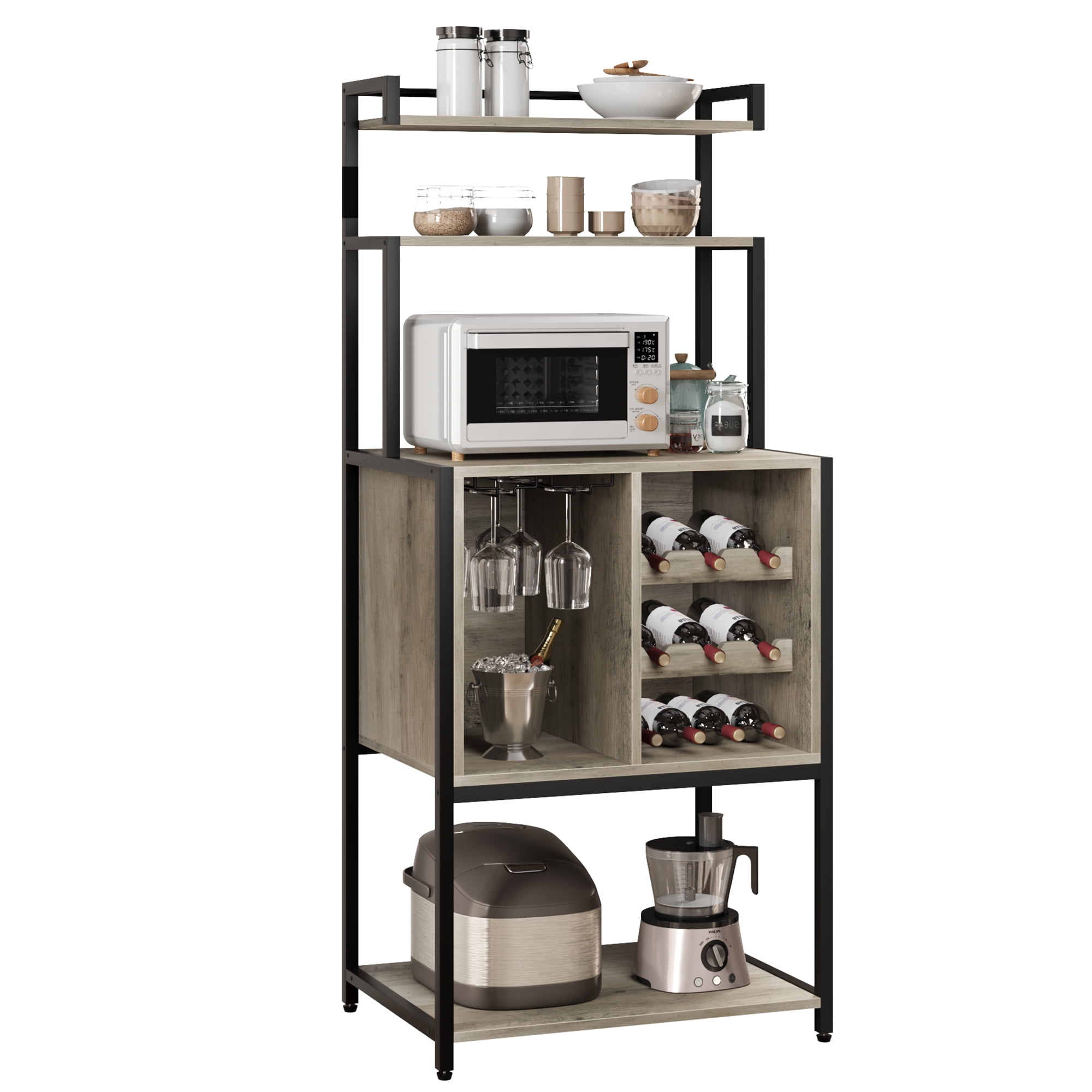 6-Tier Kitchen Bakers Rack with Power Outlet, Industrial Standing Baker ...