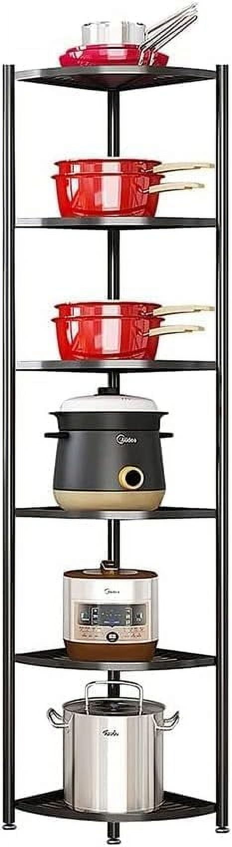 6-Tier Kitchen Corner Shelf Triangular Corner Pot Rack Storage Shelf ...