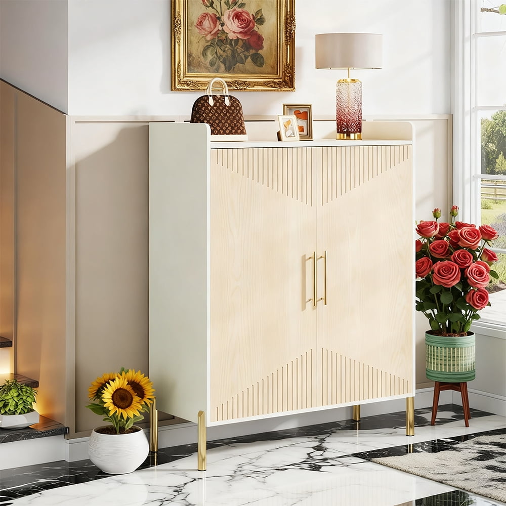 6-Tier Large White Shoe Storage Cabinet With Doors, Adjustable Shelves ...