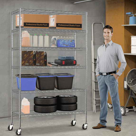 Dkeli 6 Tier Adjustable Wire Shelving Unit, Heavy Duty Metal Storage ...