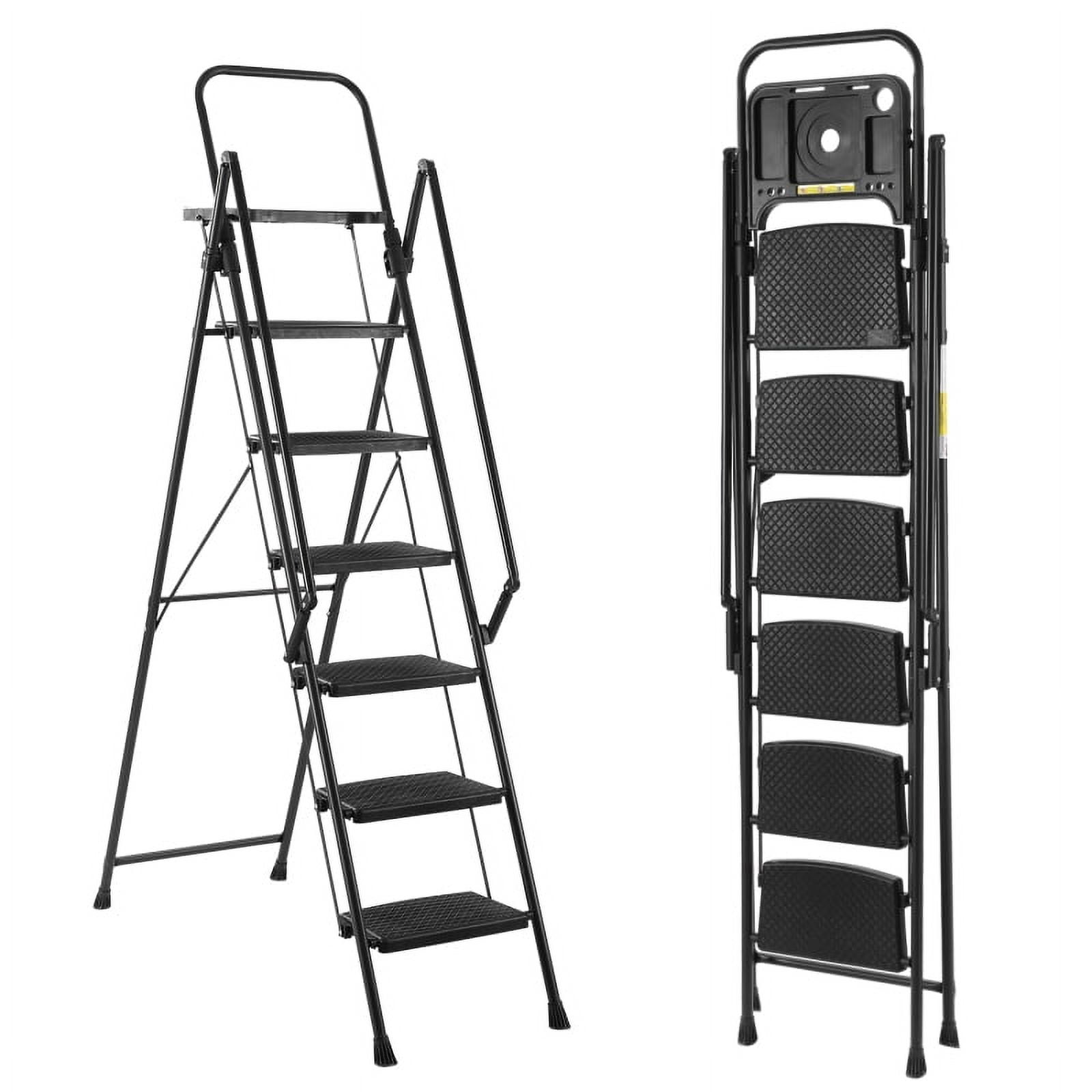 6-Tier Lightweight Steel Folding Step Stool with Non-Slip Pedals, Built ...