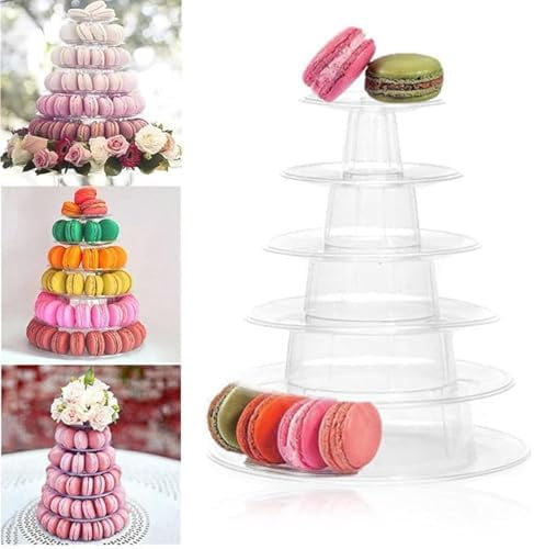 6 Tier Macaron Display Stand, Round Clear Cupcake Holder Display Stand ...