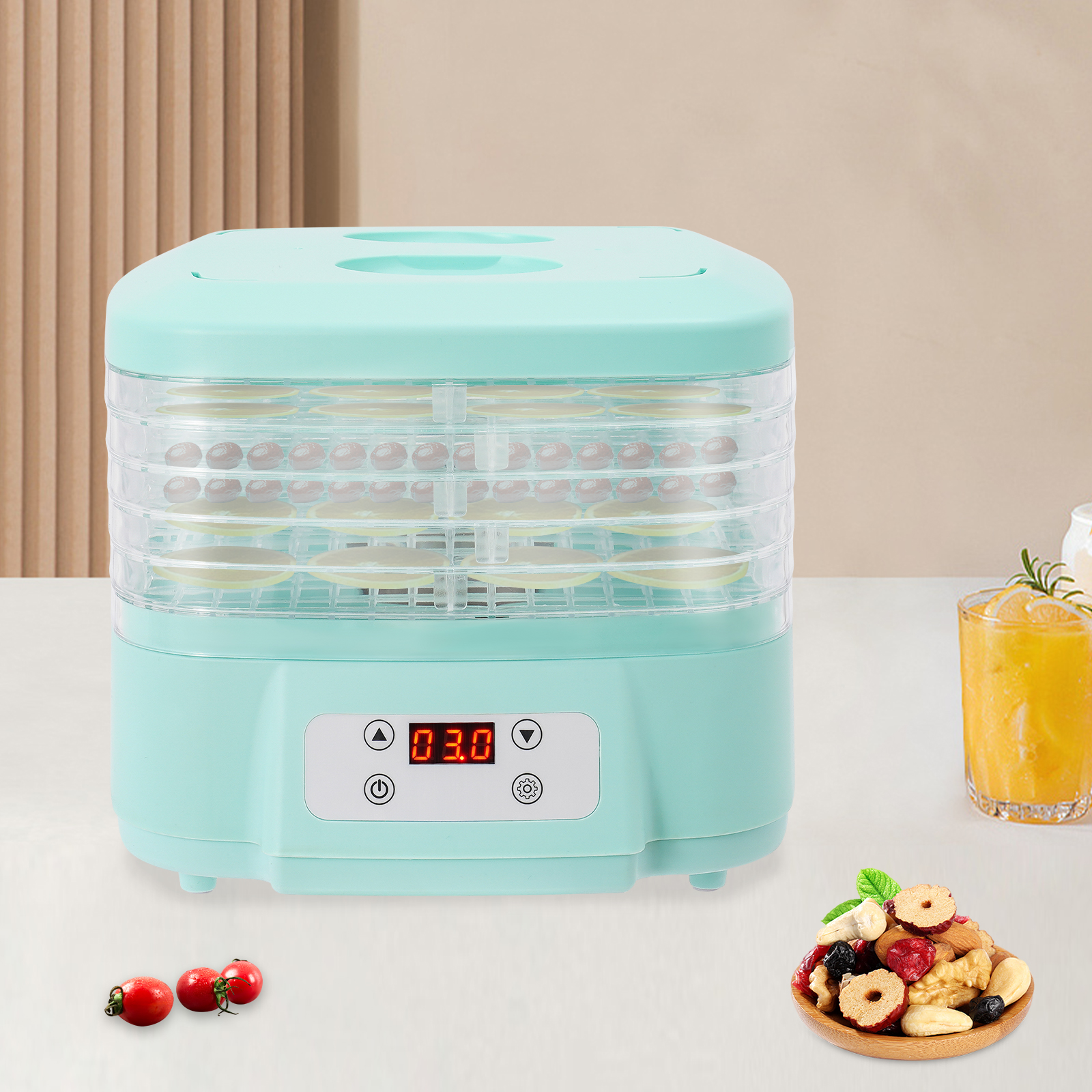 6-Tier Macaron Green Food Dryer Machine Home Food Dehydrator 200W Food ...