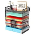 6 Tier Mesh File Organization with Handle,Paper Letter Tray Organizer ...