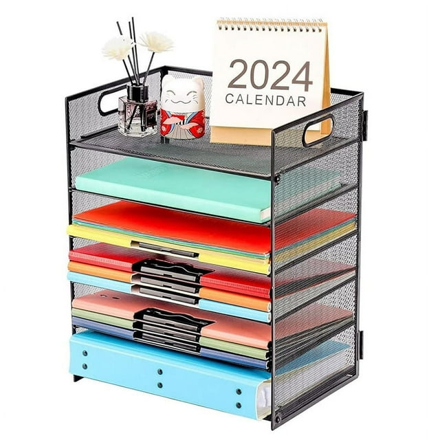 6 Tier Mesh File Organization with Handle,Paper Letter Tray Organizer ...