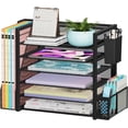 6 Tier Metal Desk File Organizer with 2 Pen Holders, Black - Walmart.com