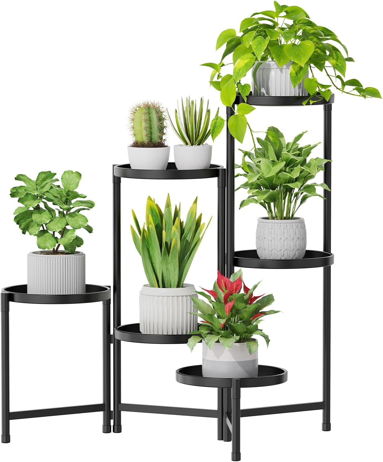 6 Tier Metal Plant Stand Tall Indoor Outdoor, Large Foldable Corner ...