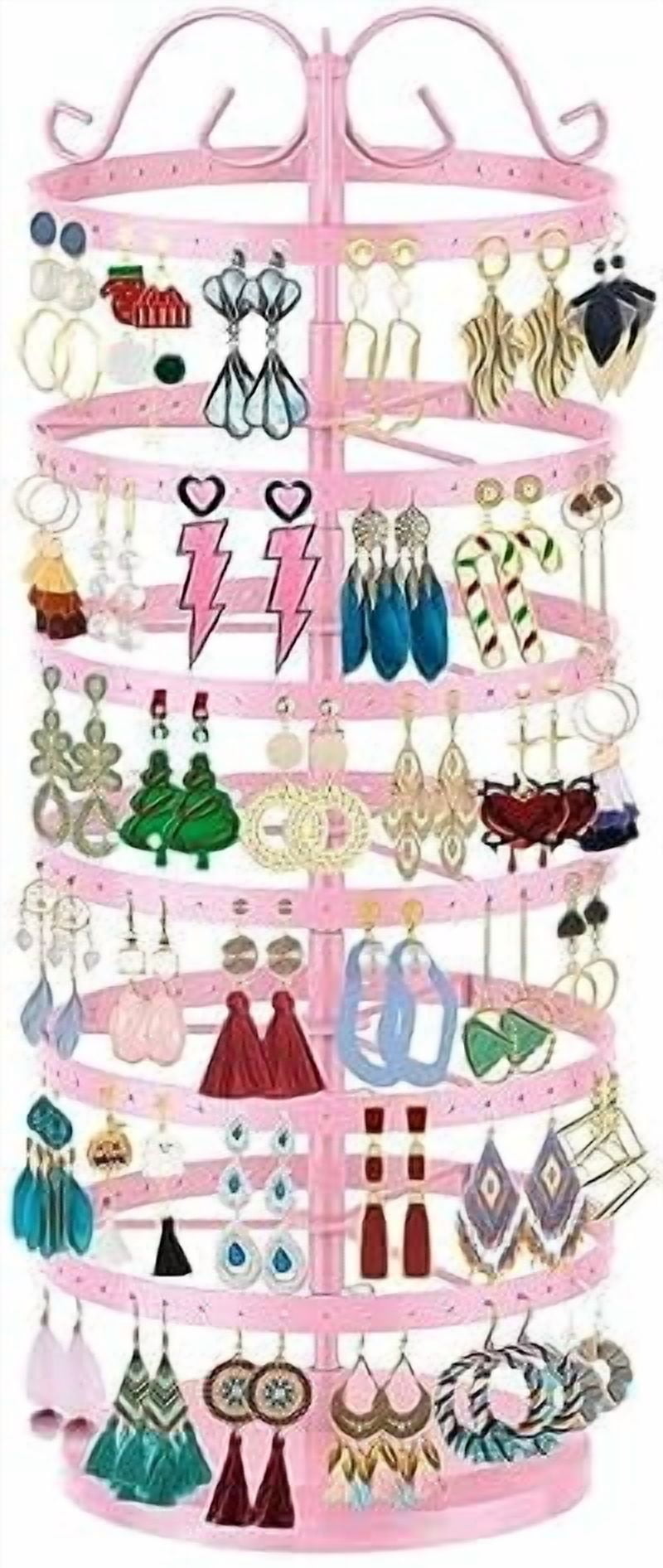 6 Tier Metal Rotating Earring Holder Organizer, 264 Holes Large Stud ...