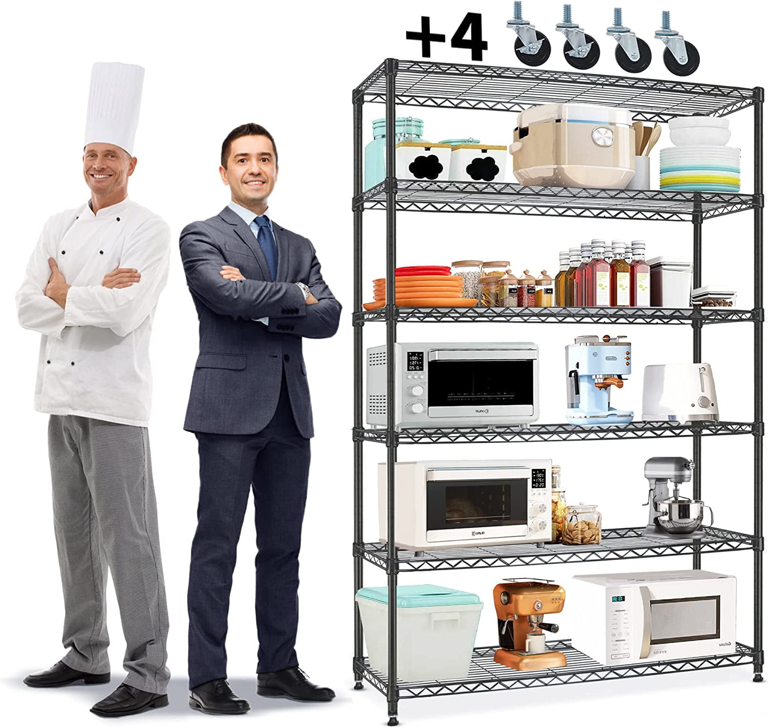 6 Tier Metal Shelving, 18" D x 48" W x 82" H Storage Rack, Wire Shelf ...