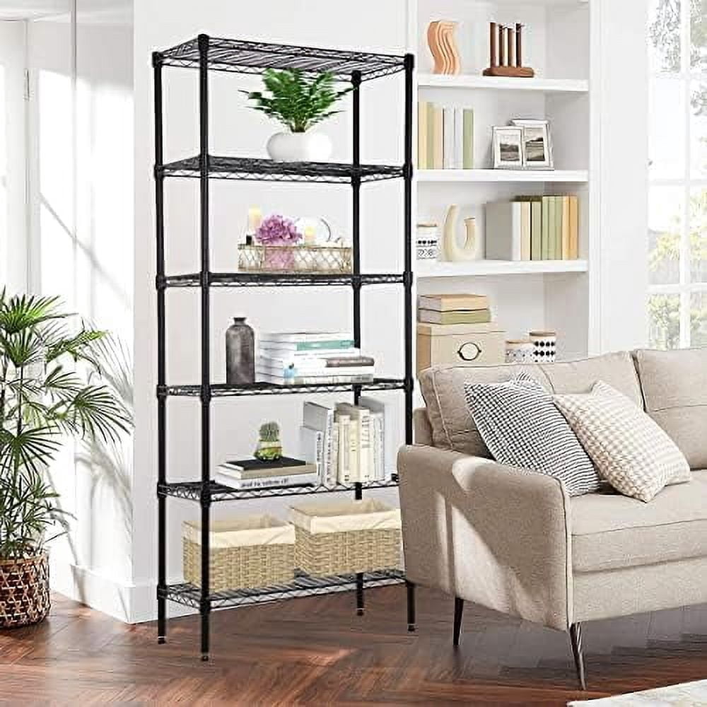 6 Tier Metal Storage Shelves Adjustable Wire Shelving Unit 900LBS Metal ...