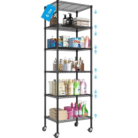 Karl home Heavy Duty 4-Tier Storage Shelving with 4" Wheels, Adjustable ...