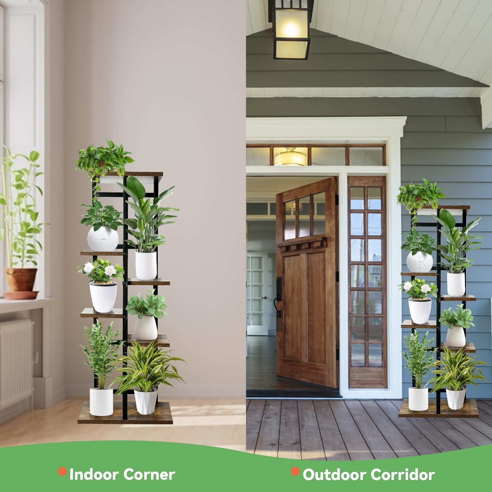 6 Tier Metal Wood Outdoor Clearance Plant Stands for Multiple Plants ...