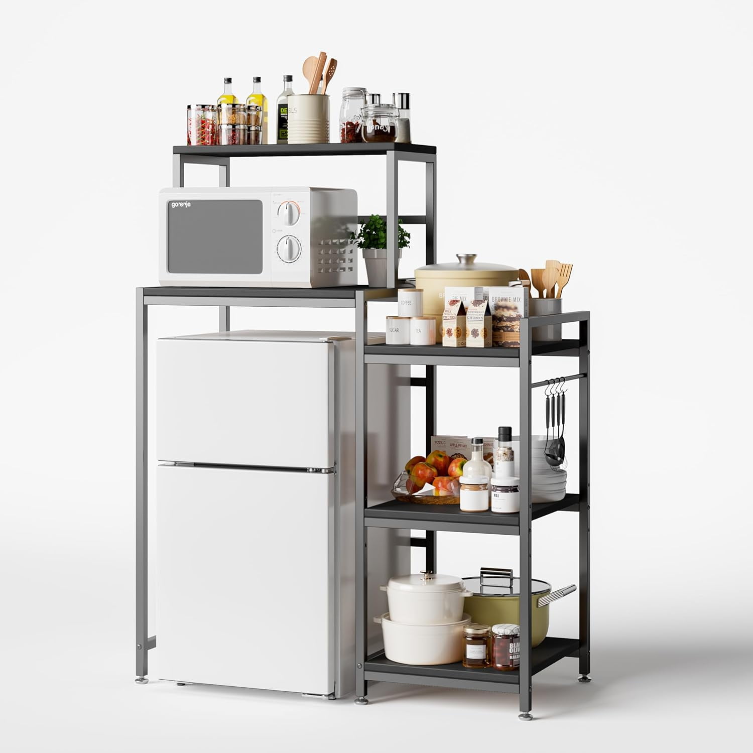 6-Tier Mini Fridge Stand with Storage,Mini Fridge Shelf,Mini Coffee Bar ...