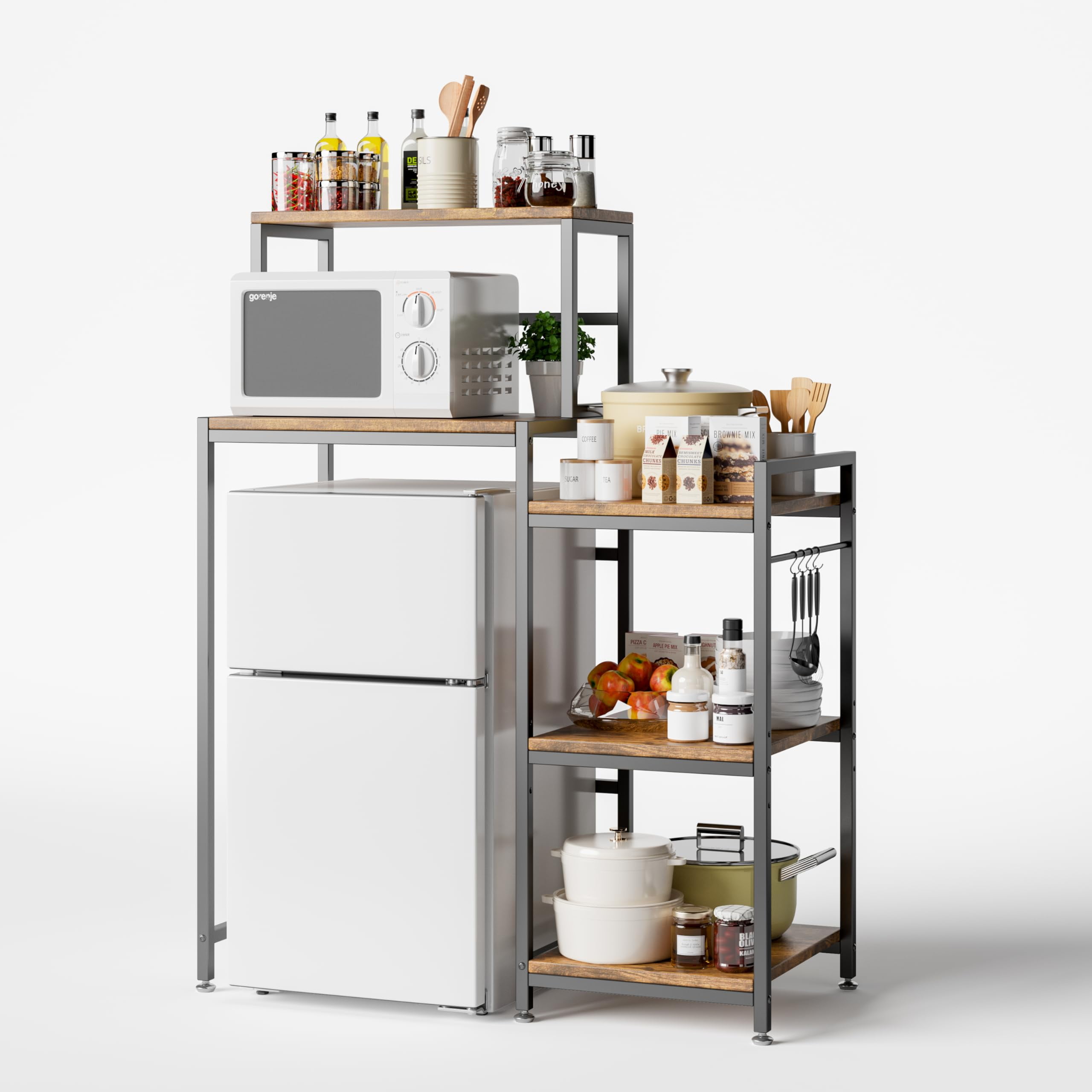 6-Tier Mini Fridge Stand with Storage,Mini Fridge Shelf,Mini Coffee Bar ...