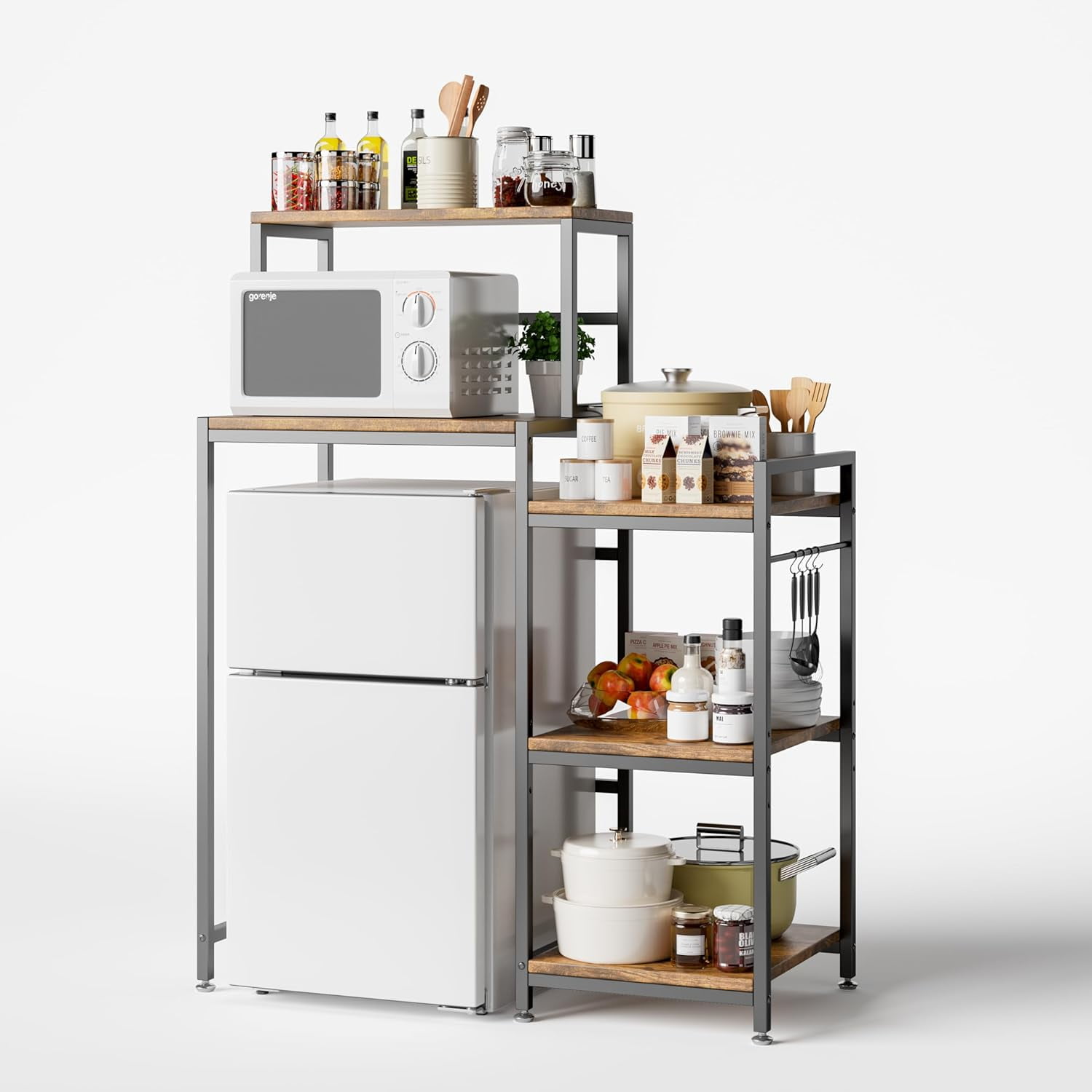 6-Tier Mini Fridge Stand with Storage,Mini Fridge Shelf,Mini Coffee Bar ...