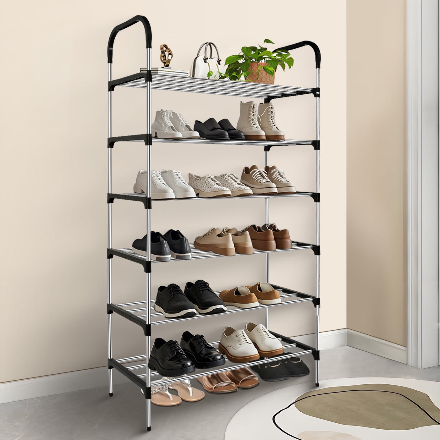 6-Tier Multifunctional Shoe Rack, Easy-to-Assemble Multi-Layer Shoe ...