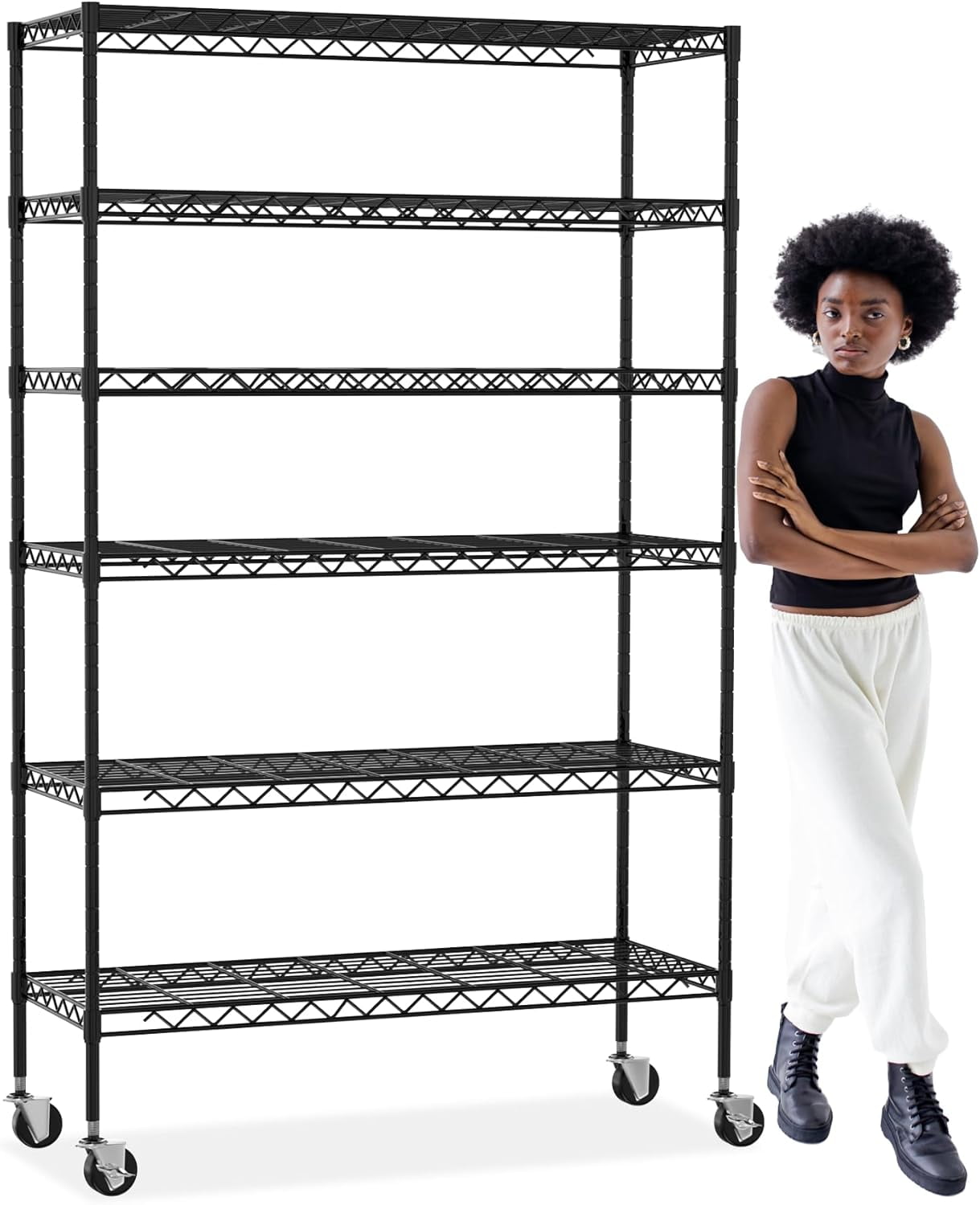 6 Tier NSF Certified Metal Storage Shelving Unit,48D x 18W x 78H Load ...