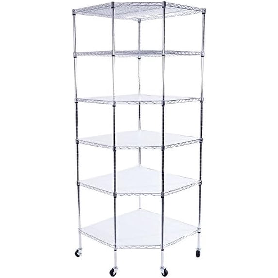 6-Tier NSF Corner Shelving/w Wheels, 28" D x 28" W x 72" H Heavy Duty ...
