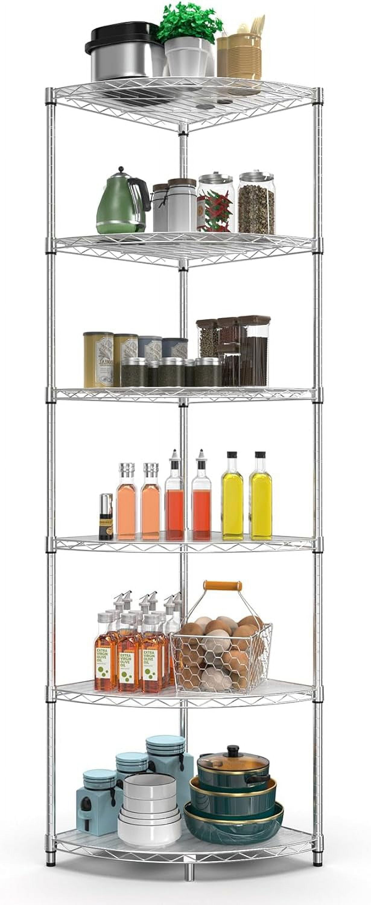 6 Tier NSF Corner Wire Shelf Shelving Unit, 18 x 18 x 72 Inch 420lbs ...