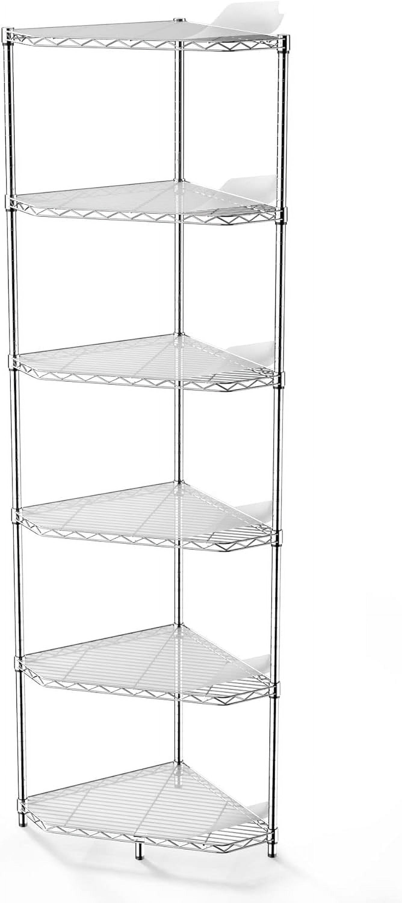 6-Tier NSF Metal Corner Shelf Wire Shelving Unit - 600lbs Capacity ...