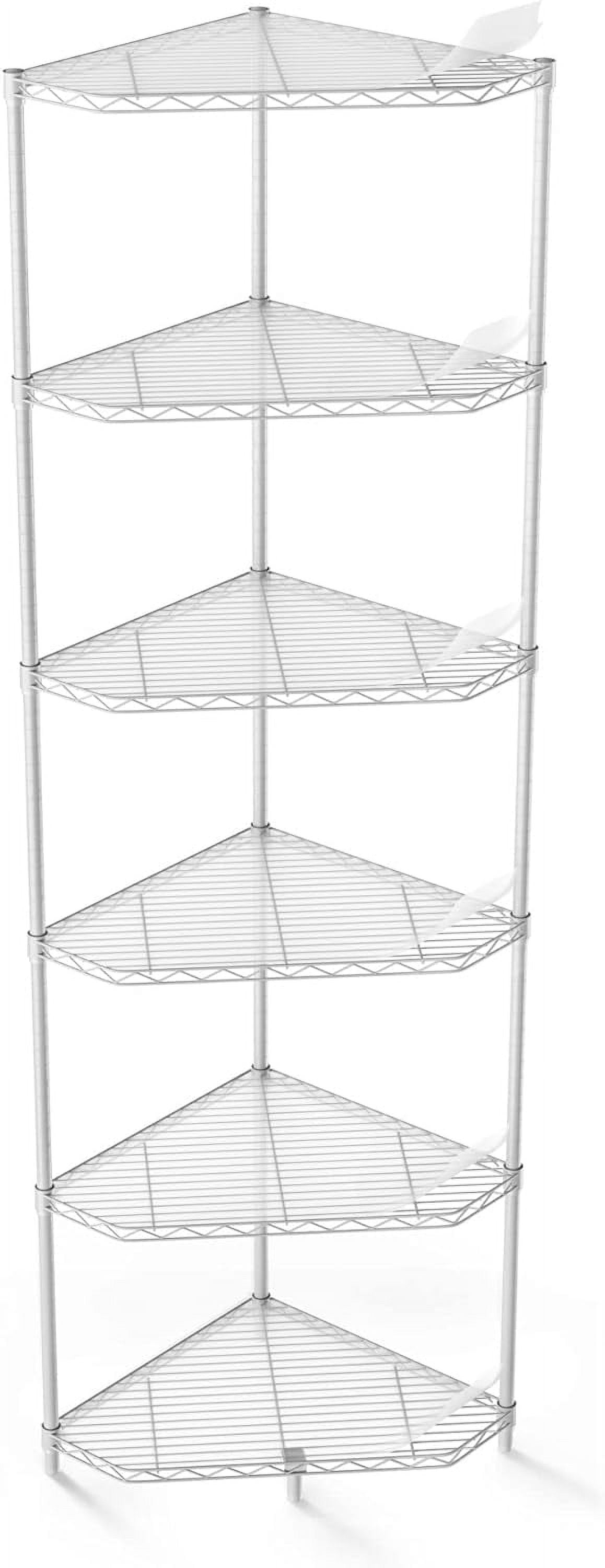6 Tier NSF Metal Corner Shelf Wire Shelving Unit, 600lbs Capacity Heavy ...
