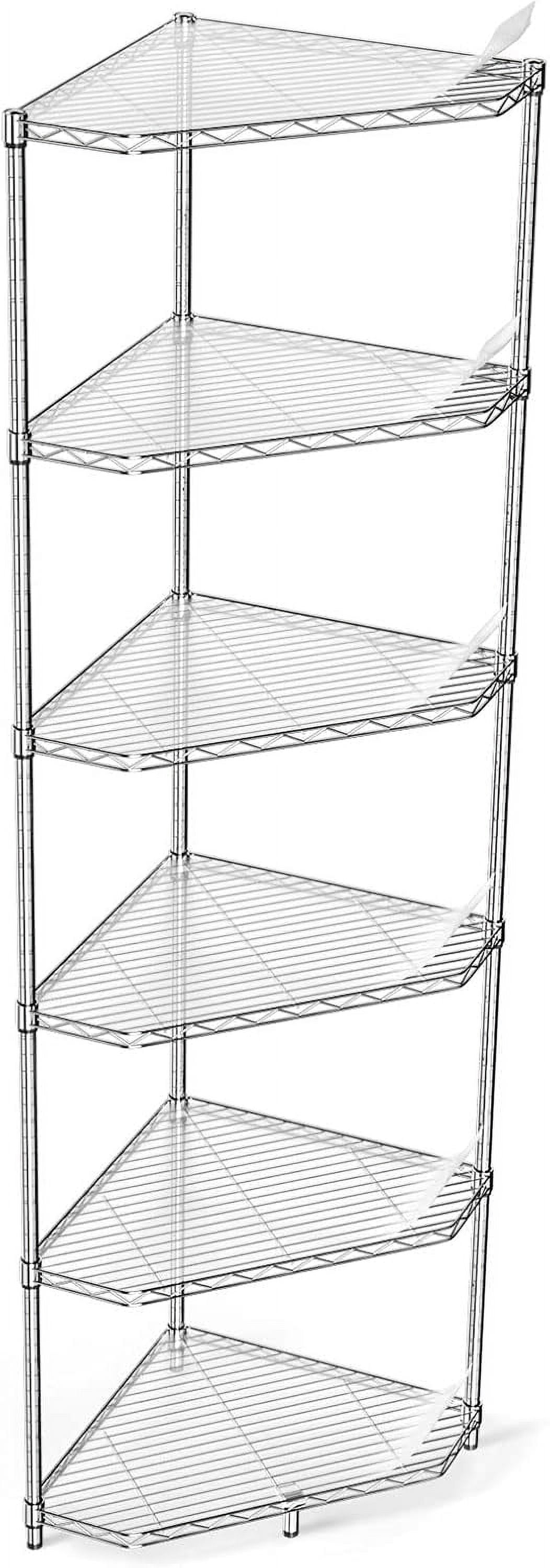 6 Tier NSF Metal Shelf Pentagonal Corner Wire Shelving Unit, 600lbs ...