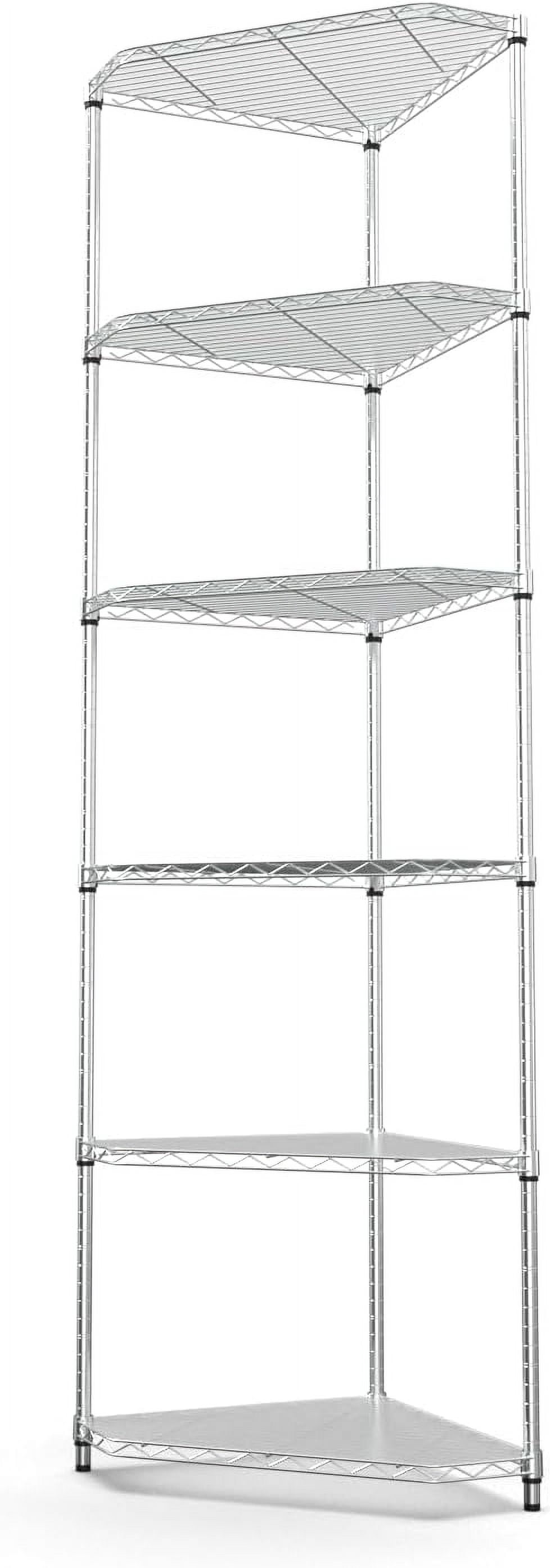 6 Tier NSF Metal Shelf Pentagonal Corner Wire Shelving Unit, 72"H x 20 ...