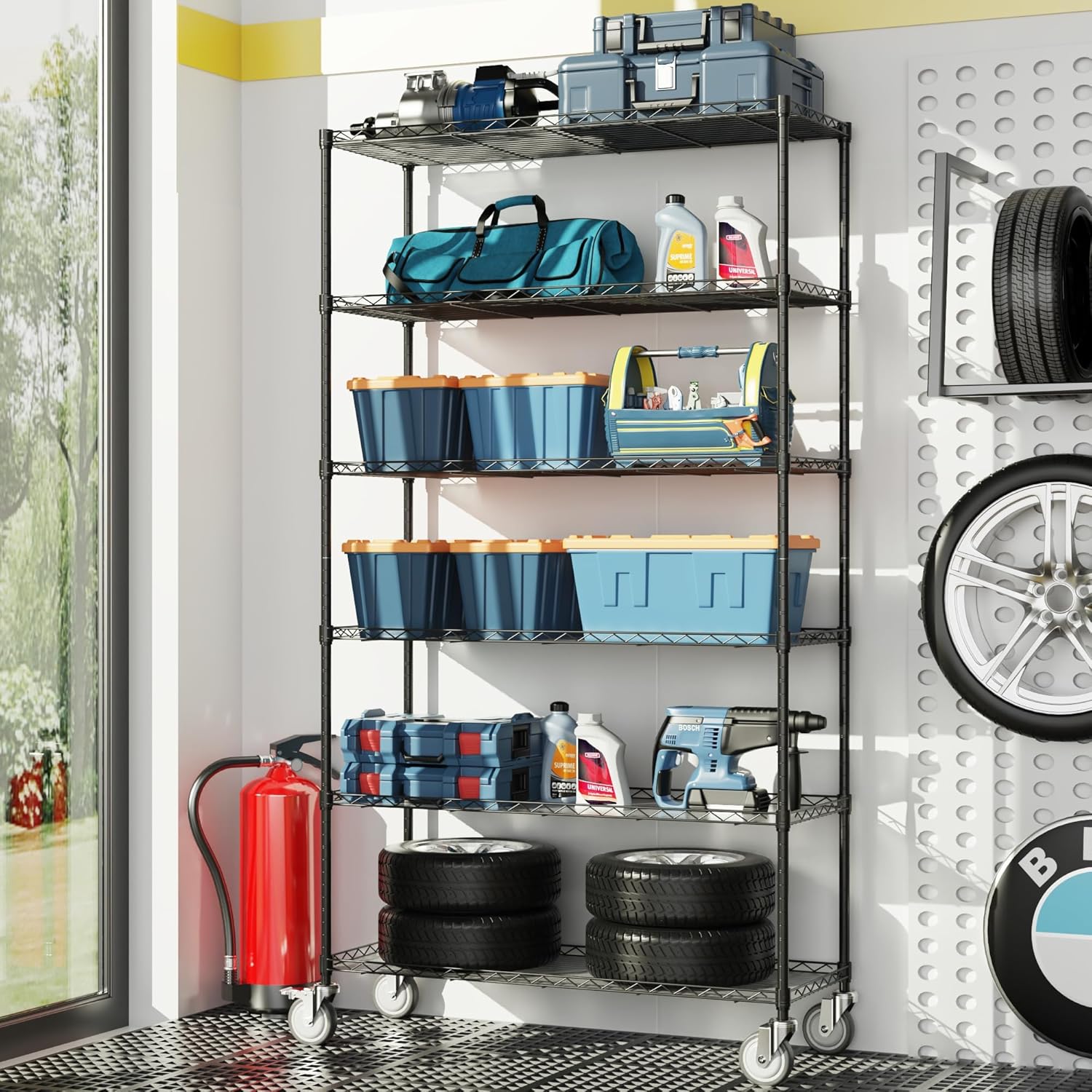 6 Tier NSF Storage Rack, 2100lbs Capacity Heavy Duty, Metal Wire ...