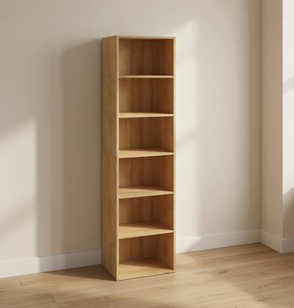 6 Tier Narrow Bookshelf, 11.8 Inch Wide Tall Wood Bookcase Storage ...