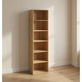 6 Tier Narrow Bookshelf, 11.8 Inch Wide Tall Wood Bookcase Storage ...