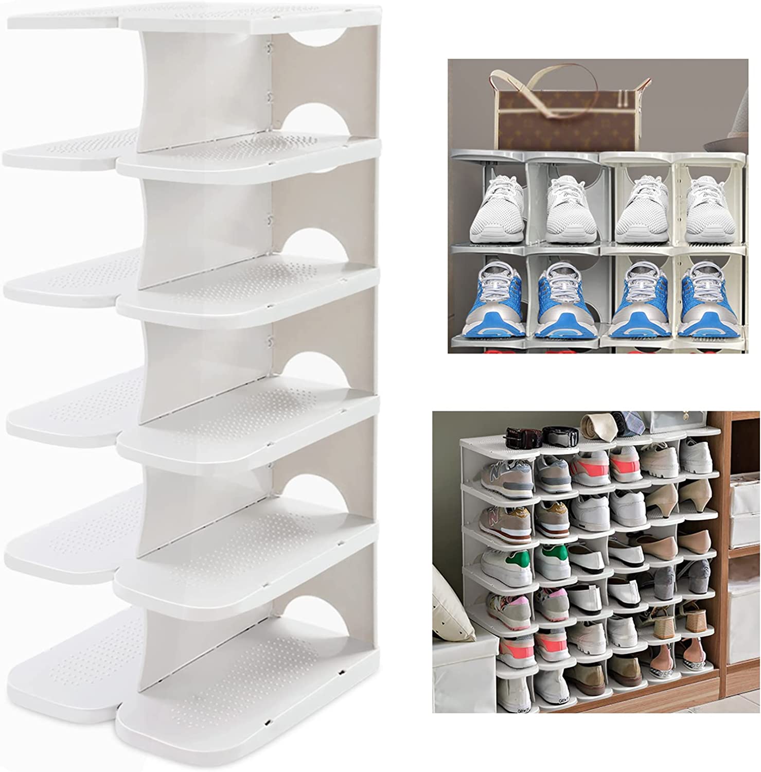 6-Tier Narrow Shoe Organizer, Adjustable Cubby Shoe Rack for Closet ...