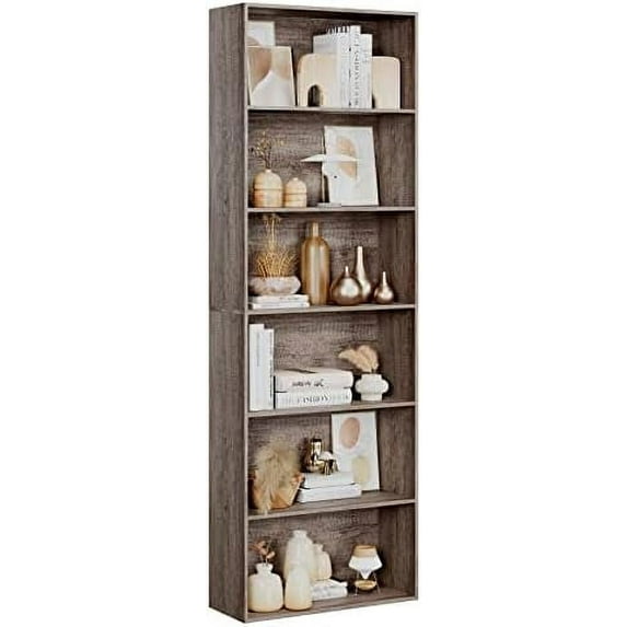 6-Tier Open Bookcase and Bookshelf, Freestanding Display Storage ...