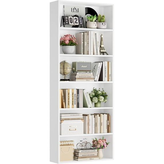 6-Tier Open Bookcase and Bookshelf, Freestanding Display Storage ...