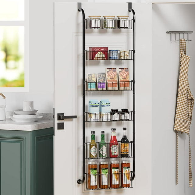 6-Tier Over the Door Pantry Organizer, Heavy-Duty Metal Pantry Door ...