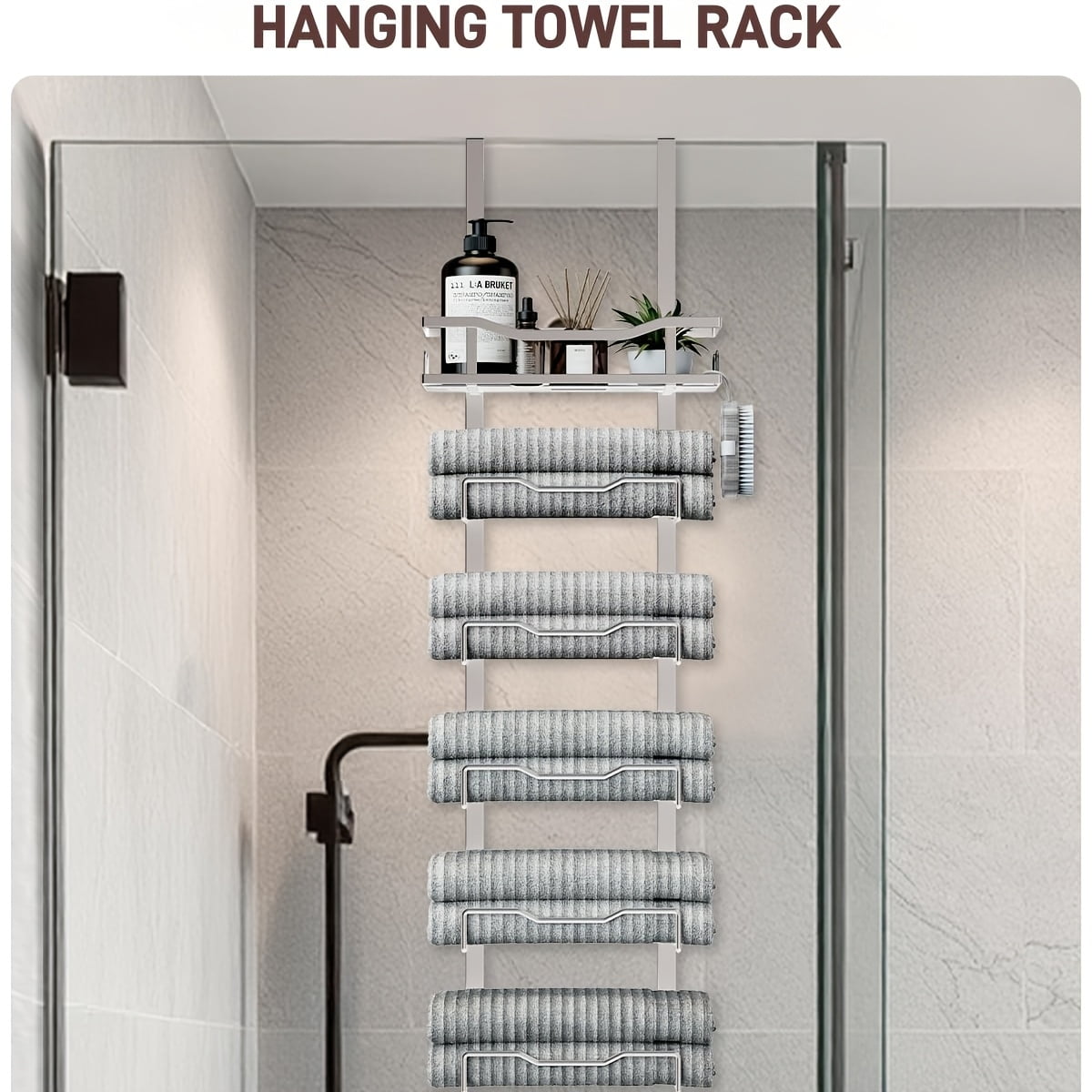6-Tier Over The Door Towel Rack, No Drill Bathroom Towel Storage ...