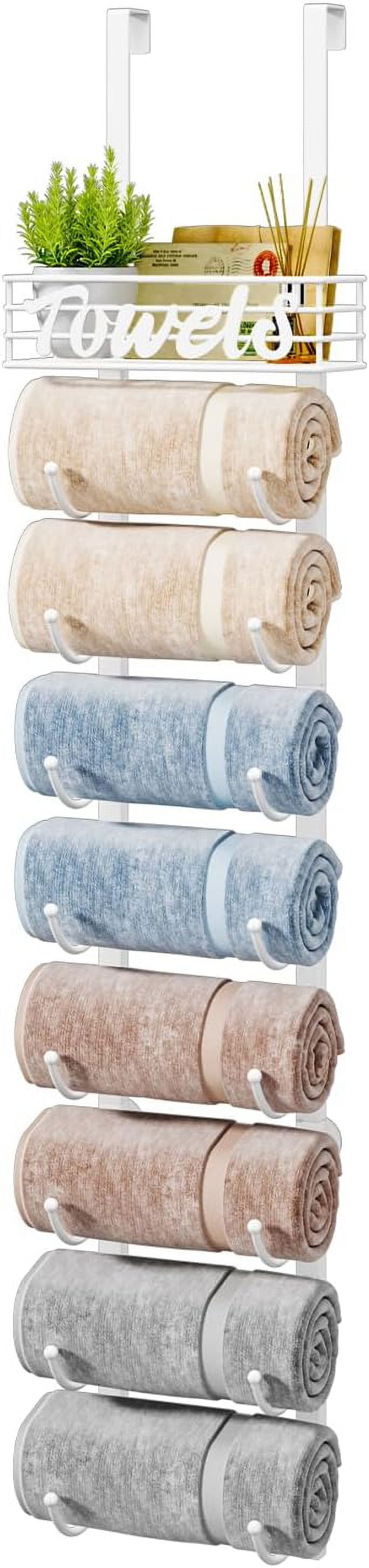 6-Tier Over The Door Towel Racks for Bathroom - Wall Mount Towel Holder ...