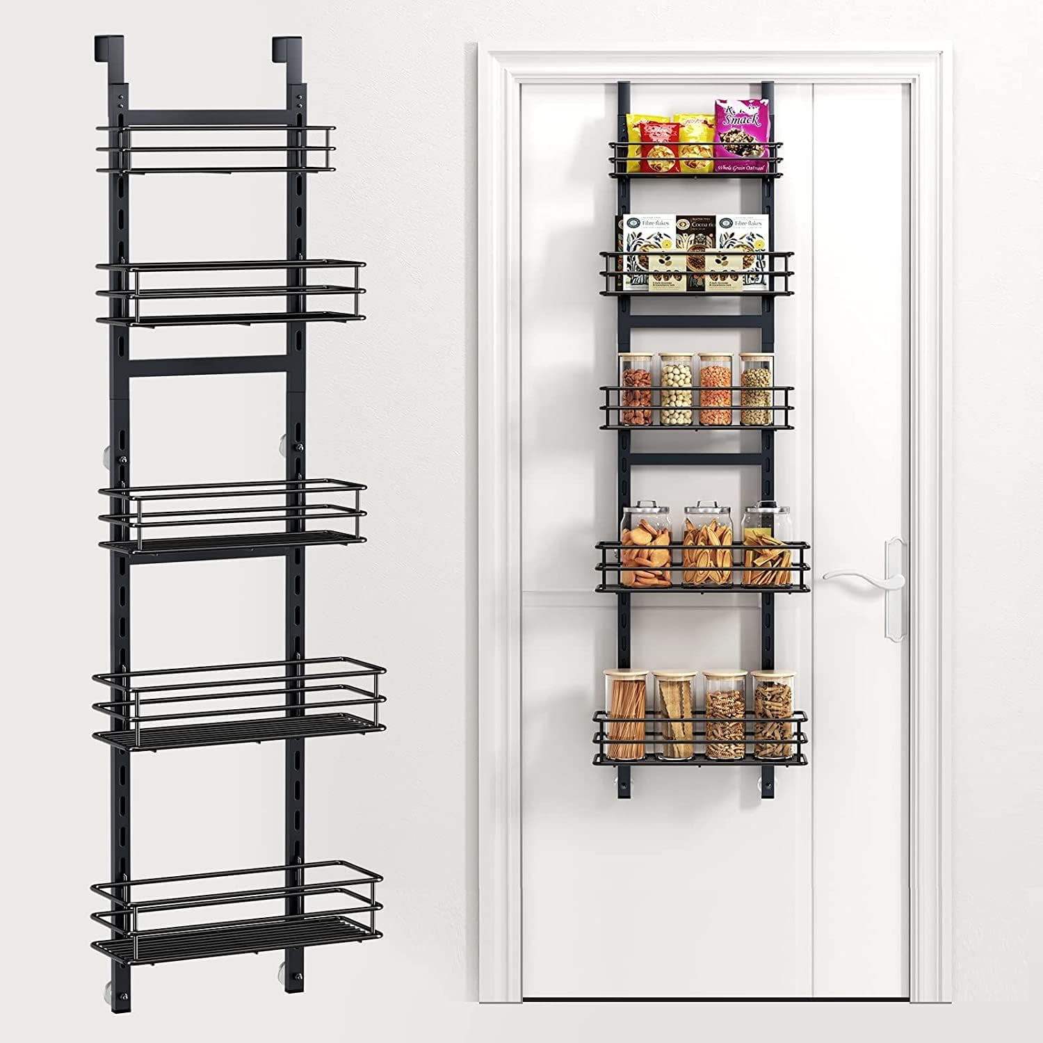 6-Tier Over the Door Pantry Organizer, Spice Rack, Narrow Hanging Shelf ...