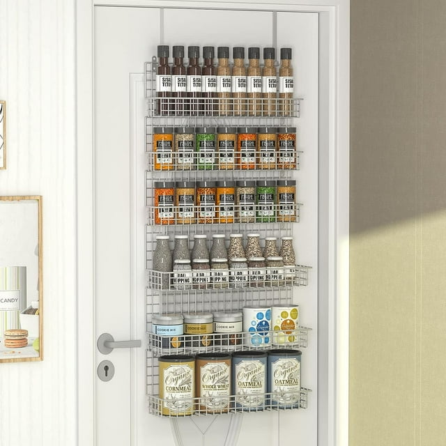 x-Cosrack 6-Tier Over the Door Pantry Organizer, Wall Mount Spice Rack ...