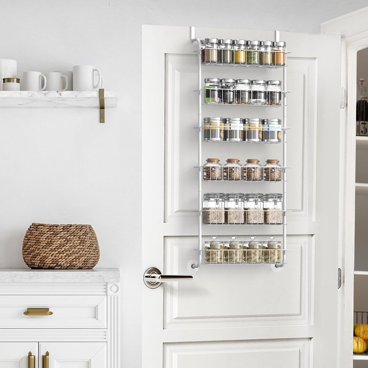Over the Door Storage Cabinet Organizer - Hanging Spice Rack - Metal ...