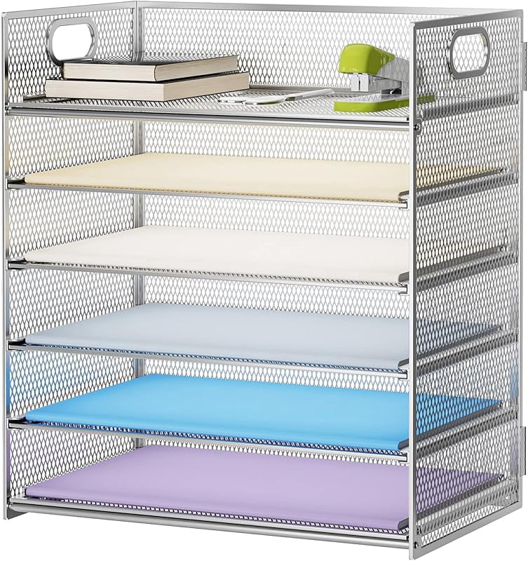 6 Tier Paper Organizer Letter Tray - Mesh Desk File Organizer with ...
