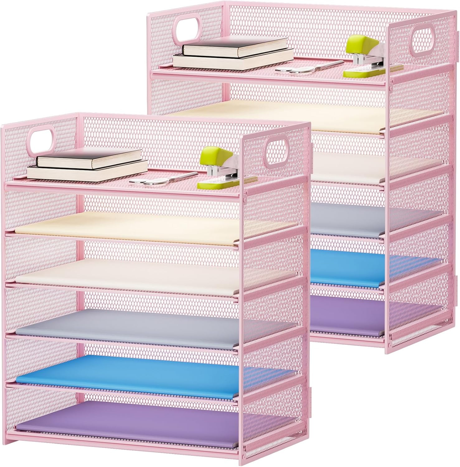 6 Tier Paper Organizer Letter Tray - Mesh Desk File Organizer with ...