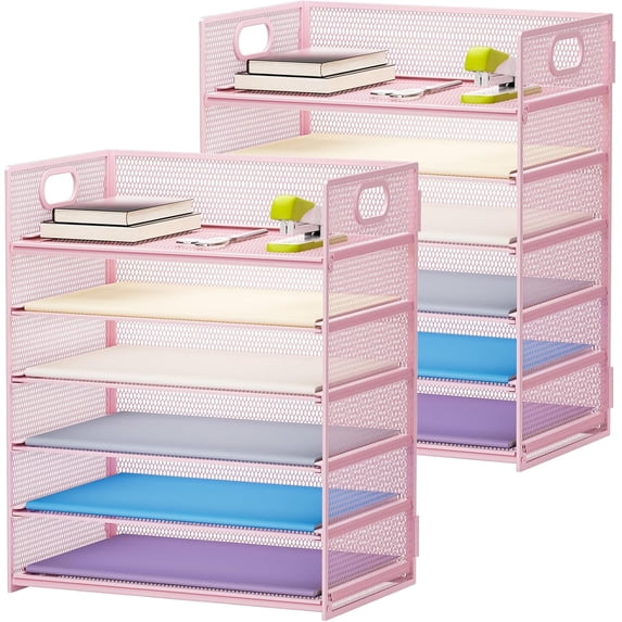 6-Layer Paper Organizer Letter Tray - Grid Desktop File Organizer with ...