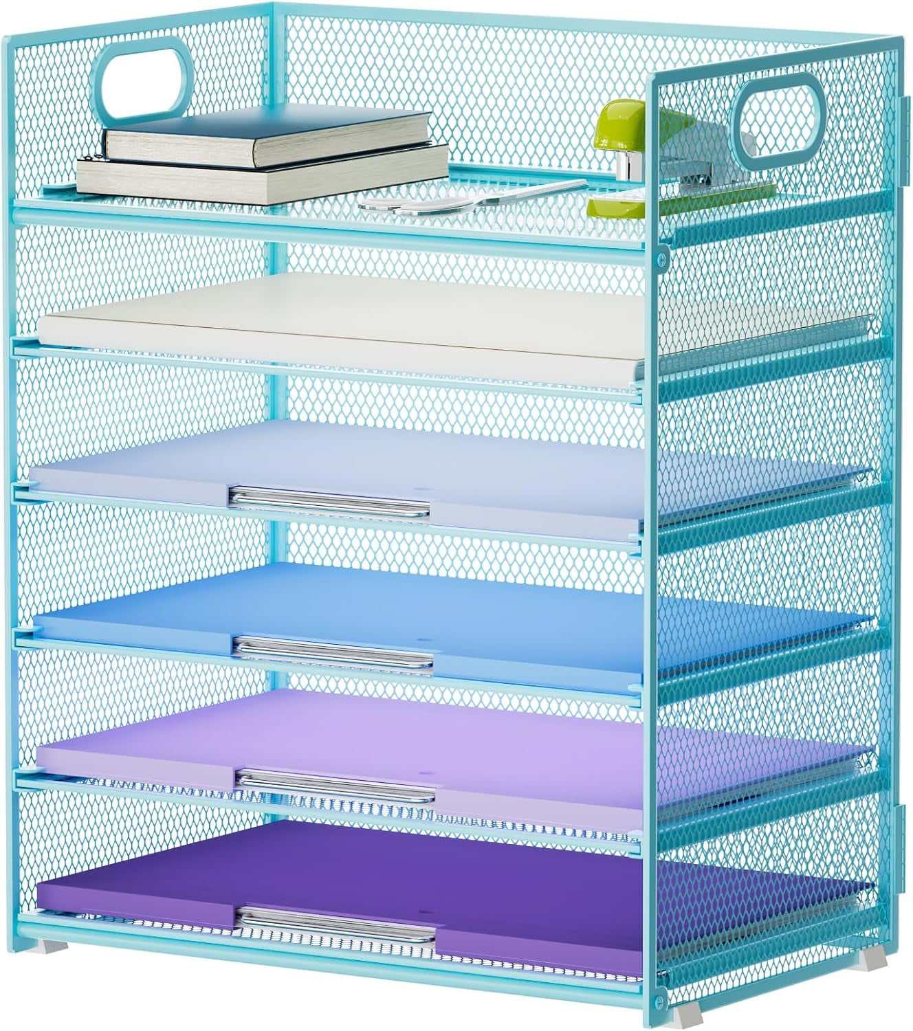 6 Tier Paper Organizer Letter Tray - Mesh Desk File Organizer with ...